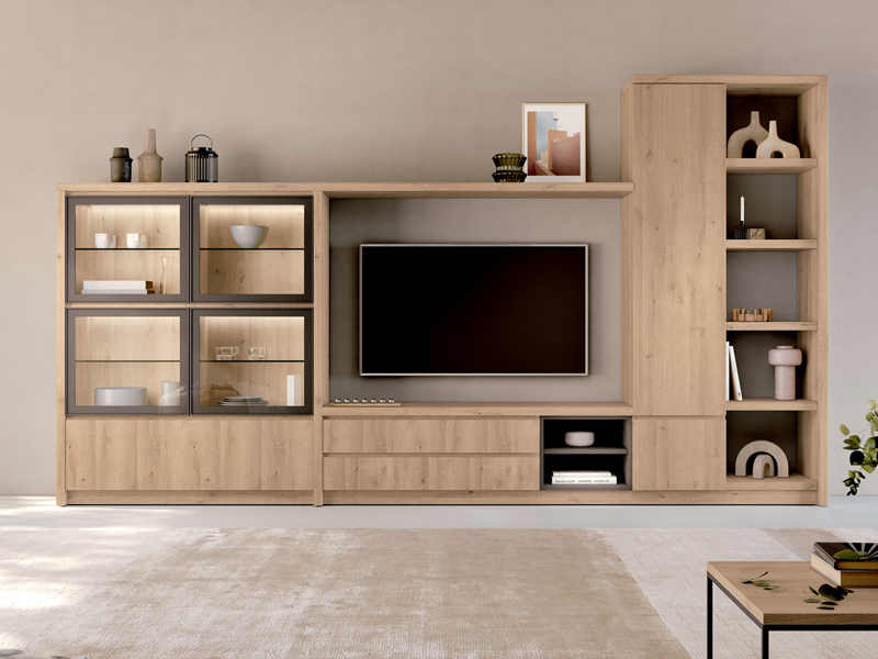 COMEDORES MODERNOS : COMEDOR ROBLE CON VITRINA DOBLE